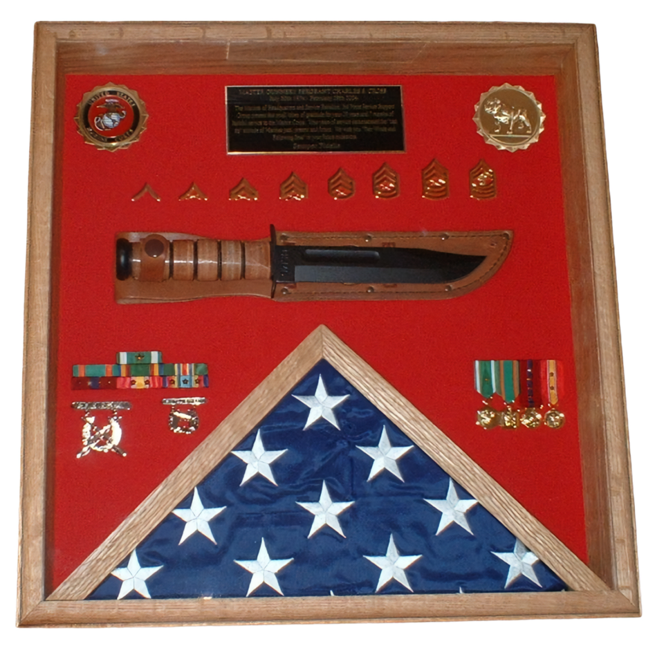 Military Shadow Box Display Case 24 x 24 Square Red Oak | eBay