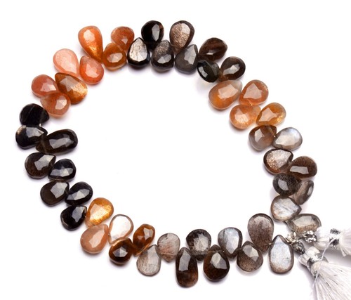 Natural Gem Golden Shine Multi Color Moonstone 9x7MM Size Faceted Pear ...