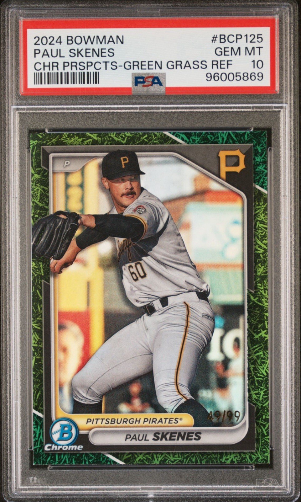 2024 Bowman Chrome Prospects Green Grass Refractor BCP125 Paul Skenes ...