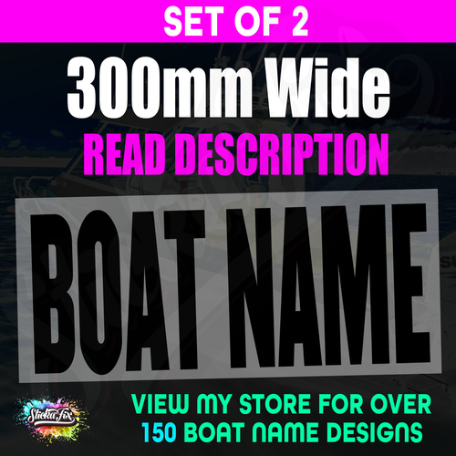 2x Custom Boat Name Vinyl Stickers Personalised Jetski Tinny Marine ...