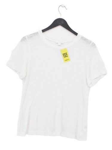 COS Women's T-Shirt XS White 100% Linen Short Sleeve Round Neck Basic ...
