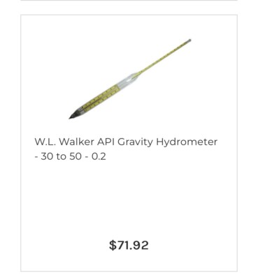 W.L. Walker Certified API Gravity HYDROMETERS 30-50. | eBay