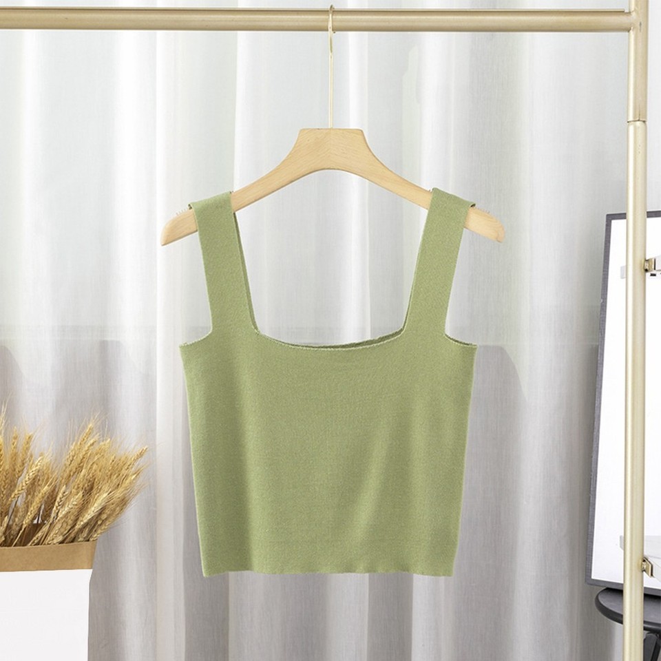 Hot New Womens Tank Top Navel Exposed Square Neck Beautiful Back Casual ...