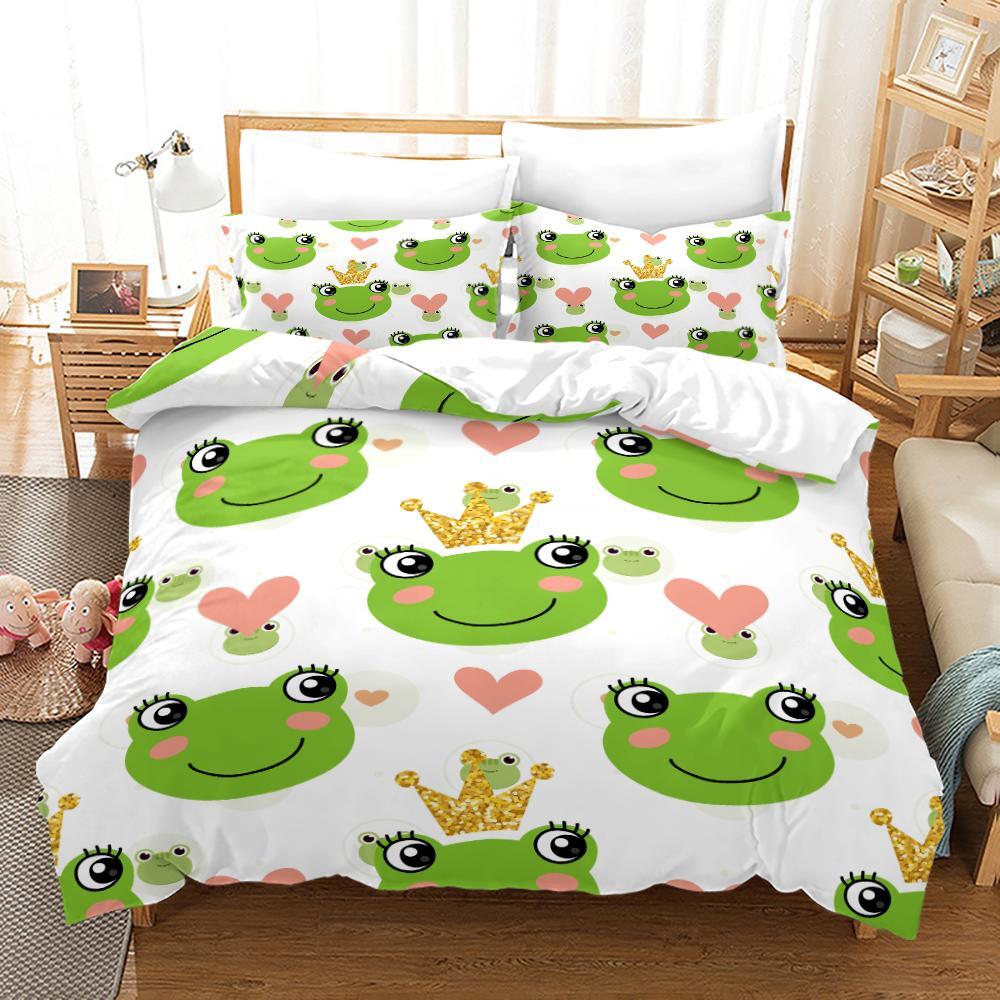 Cute Frogs Doona Quilt Duvet Cover Set Pillowcase Single Double Queen ...