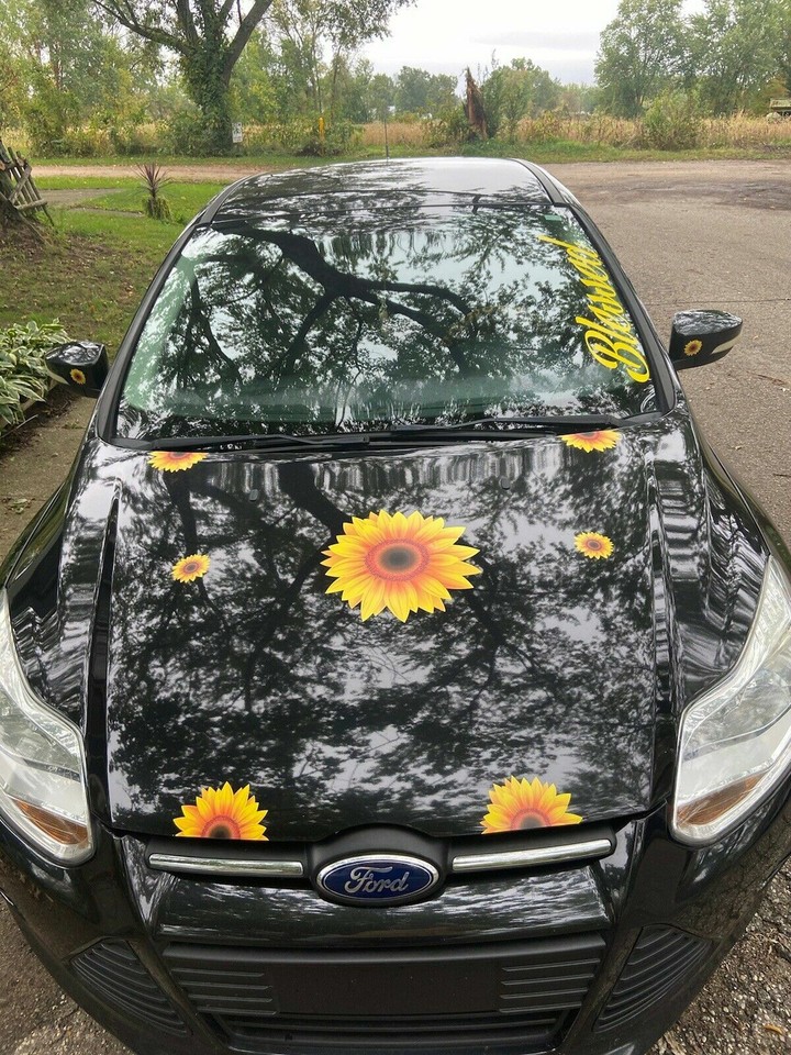 YELLOW SUNFLOWER DECAL 3M USA MADE STICKER CAR TRUCK WINDOW BUMPER WALL ...