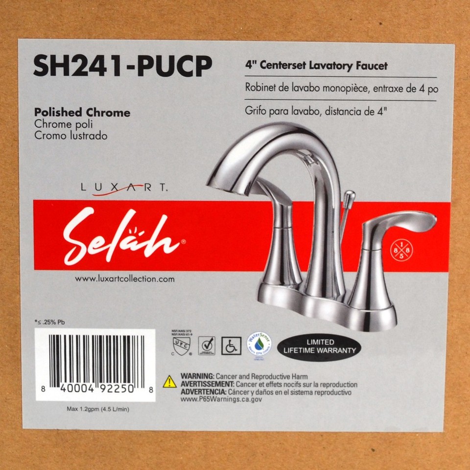 Luxart SH241-PUCP Selah 4" Centerset Two-Handle Lavatory Faucet ...