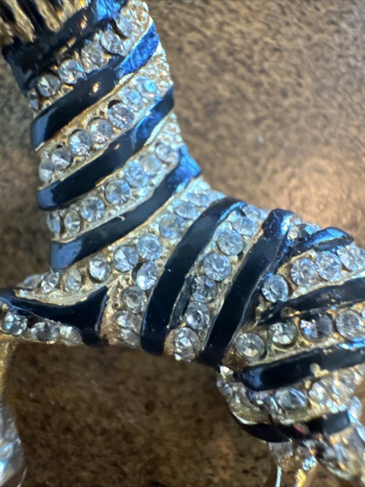 Zebra Pin Gold Tone Clear Crystals Vintage | eBay