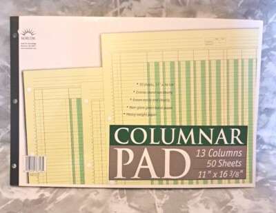 Columnar Pad 13 Columns, 11 x 16.375 Inches, 50-Sheets, Green (76713-10 ...