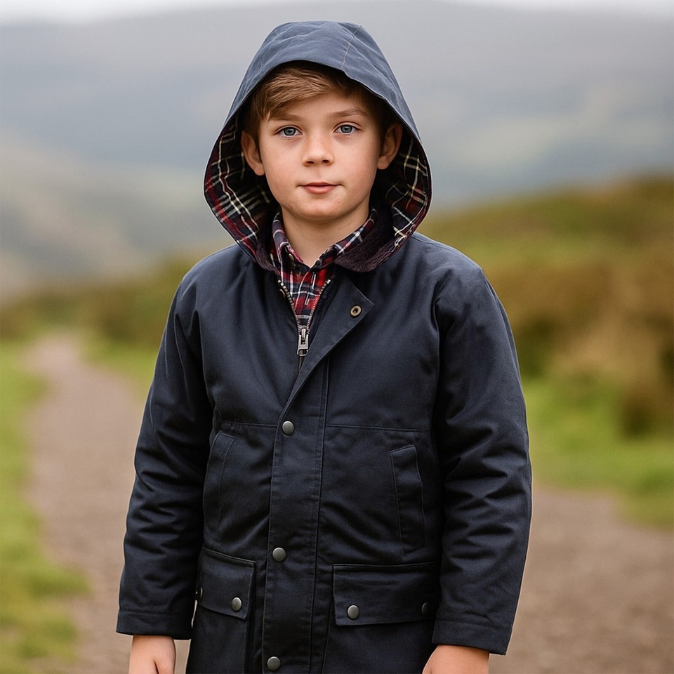 Game Kids Wax Jacket Outdoor Rain Coat Padded Windproof Country Wear ...