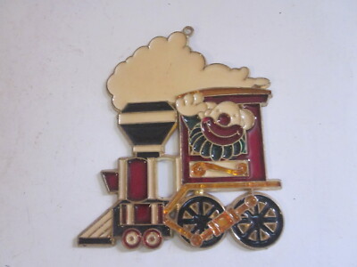 VINTAGE STAIN GLASS STYLE WINDOW HANGER CLOWN DRIVING STEAM ENGINE ...