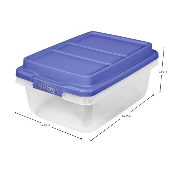 Hefty 18 Qt. Clear Storage Bin with Blue HI-RISE Lid | eBay