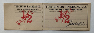 Vtg 1900s New Jersey NJ Tuckerton Railroad RR 1st Class Ticket "1/2 ...