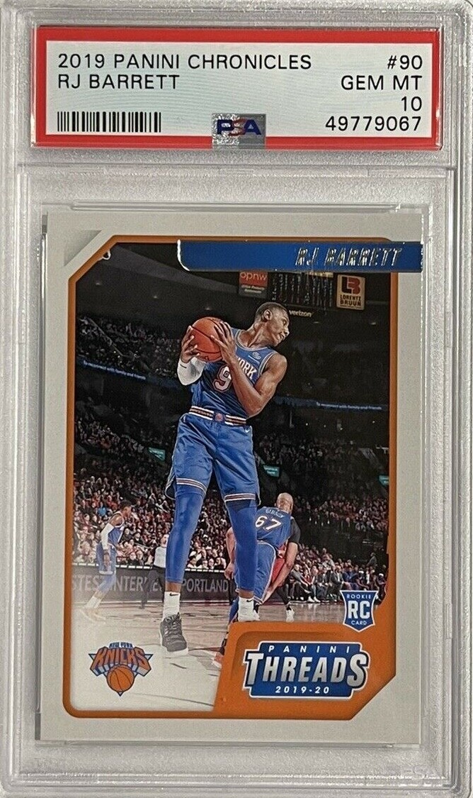 2019-20 Panini Chronicles Threads RJ Barrett RC #90 PSA 10 GEM MT ...