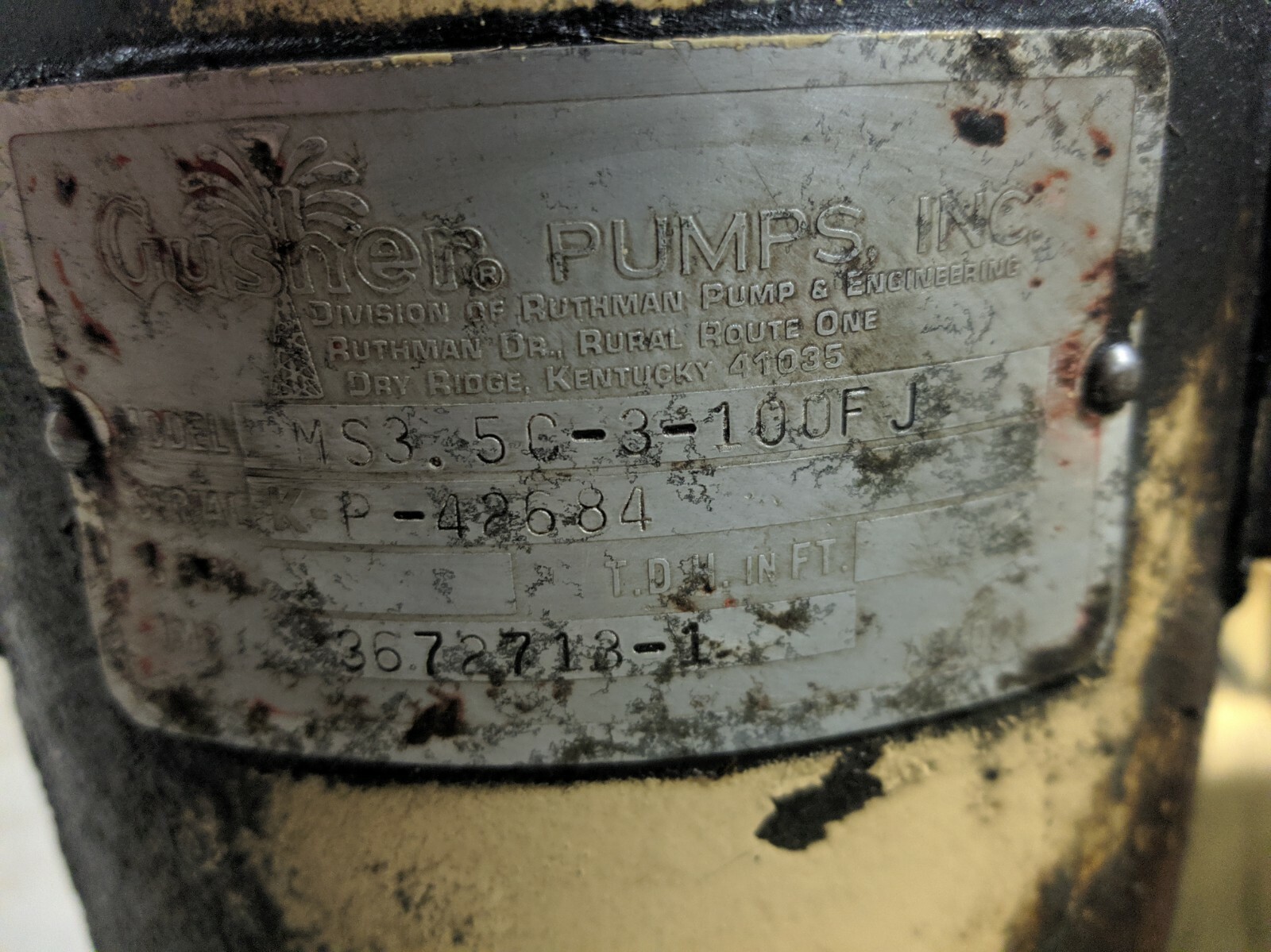 Gusher Pump Model # MS3.5C-3-100FJ, SPEC 35J285-81, 1 HP, 230/460 Volts ...