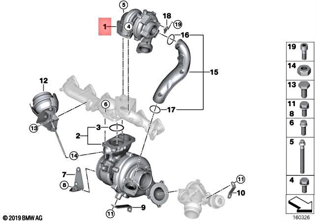 Upper Twin Turbo Charger Diesel 3.0l 11657802587 Fits 09-11 BMW 335i ...