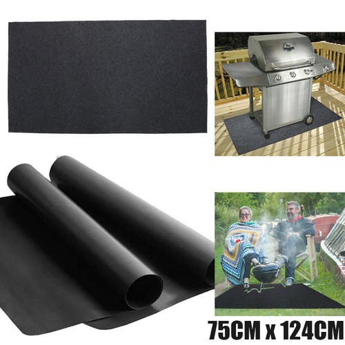 Gas Grill Mat BBQ Lightweight Washable Floor Rug Fireproof 124 x 75cm ...