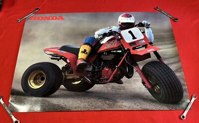 LARGE VINTAGE MOTOCROSS FOX RACING HONDA HRC ATC 250 DEALER POSTER ...