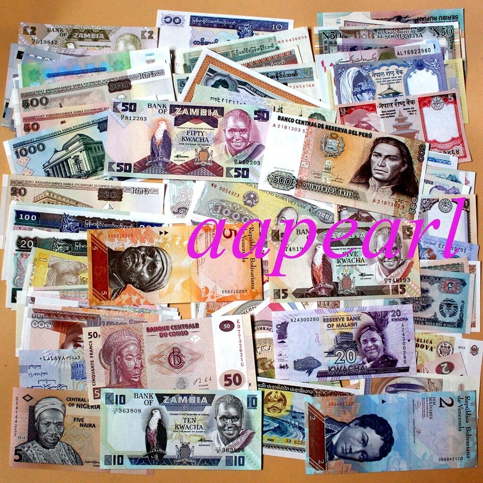 100 Pcs Different World Banknotes Paper Money Foreign UNC Rare ...