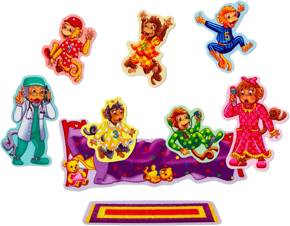Five Monkeys Jumping on the Bed Precut Flannel/Felt Board Figures, 9 ...