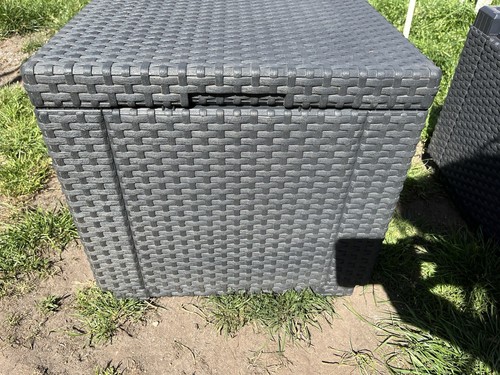 Keter 3in1 Graphite Table Seat Storage Cube Box Pouf Ottoman Outdoor ...