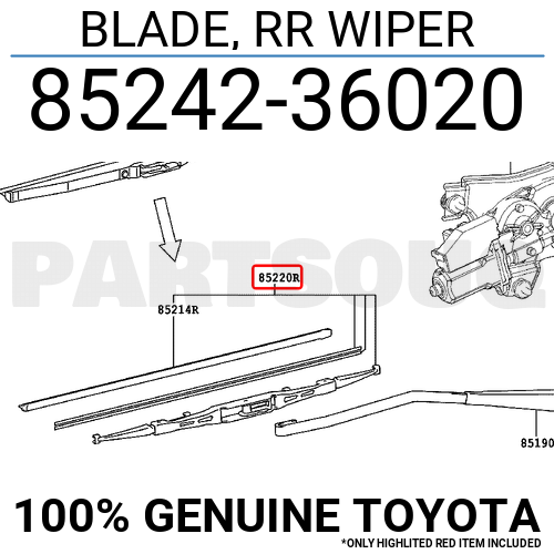 8524236020 Genuine Toyota BLADE, RR WIPER 85242-36020 | eBay
