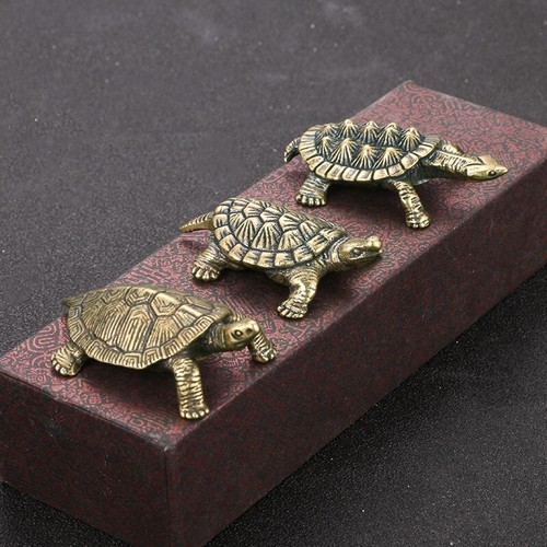 3pcs Handmade pure copper Tortoise antique decorative collection ...