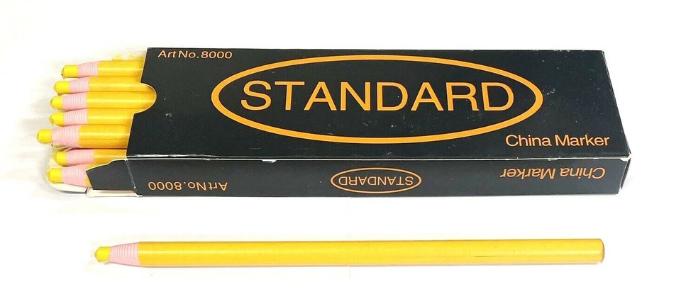 12 Wax Chinagraph Marker Pencils Artist Quality Drawing Peel-Off Glass ...