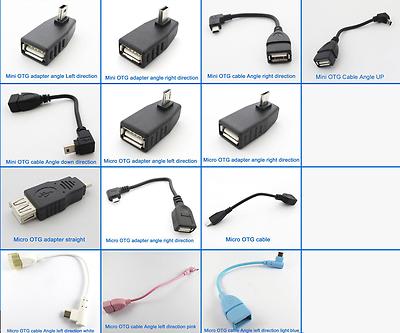 1pcs OTG Cable/Adapter Angle & Straight Micro/Mini 5pin USB M to USB 2. ...
