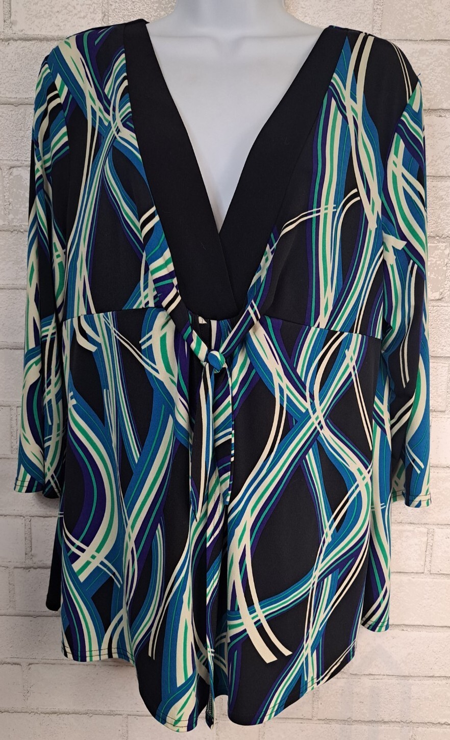 Dorby Women's Blouse Size 16 Tunic V-Neck Career Secretary Geek Top 3/4 ...