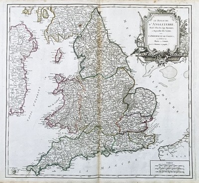 England Great Britain Robert de Vaugondy Map Engraving 1750 | eBay