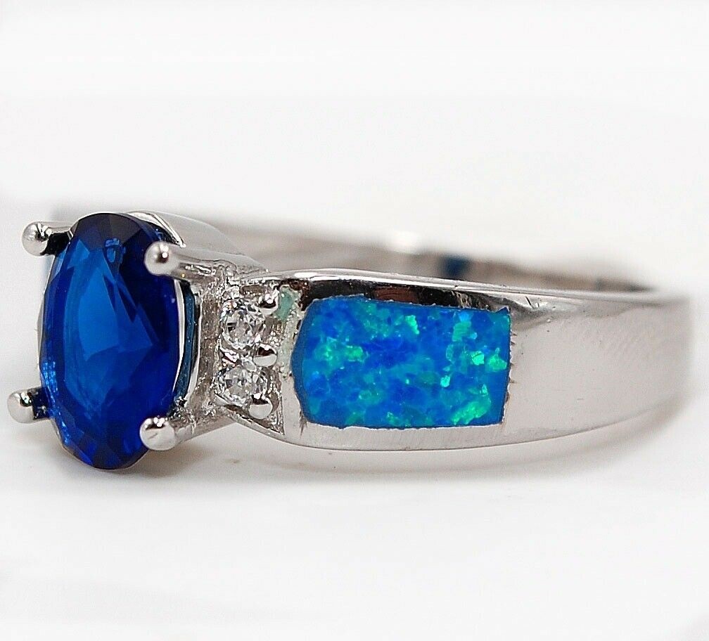 Australian Opal Inlay 925 Solid Sterling Silver Ring Sz 7 TD6 | eBay