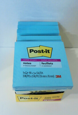 Post-It Notes Super Sticky 12 Pads 1 BOX (90 sheets in each pad) 3X3 ...