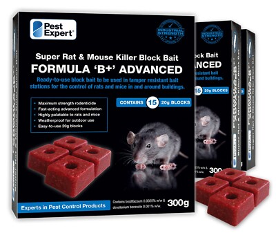 Pest Expert® Formula B Rat & Mouse Poison Bait Blocks(900g) Kills in ...