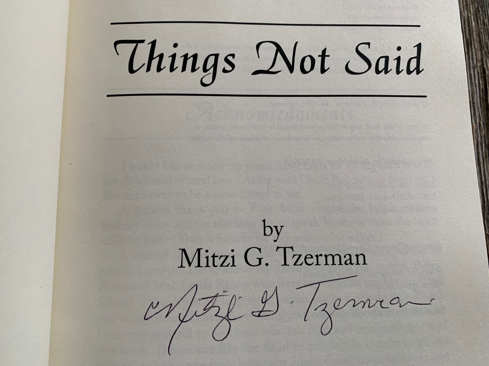 SIGNED - THINGS NOT SAID by Mitzi G. Tzerman (2008, Hardcover) -1st ed ...