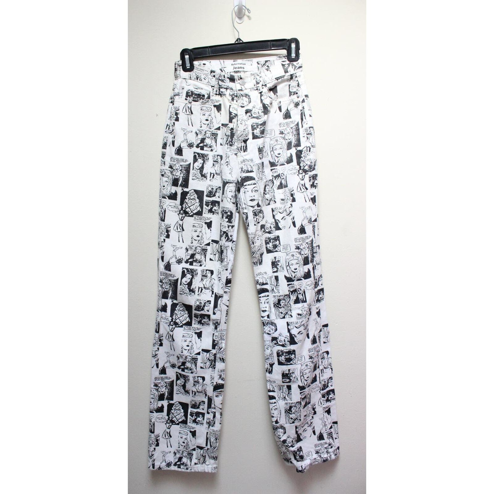 Reformation White Newsprint Comic Strip High Rise Str… - Gem