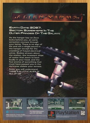 1995 Alien Virus Playstation 1 PS1 PC Vintage Print Ad/Poster Video ...