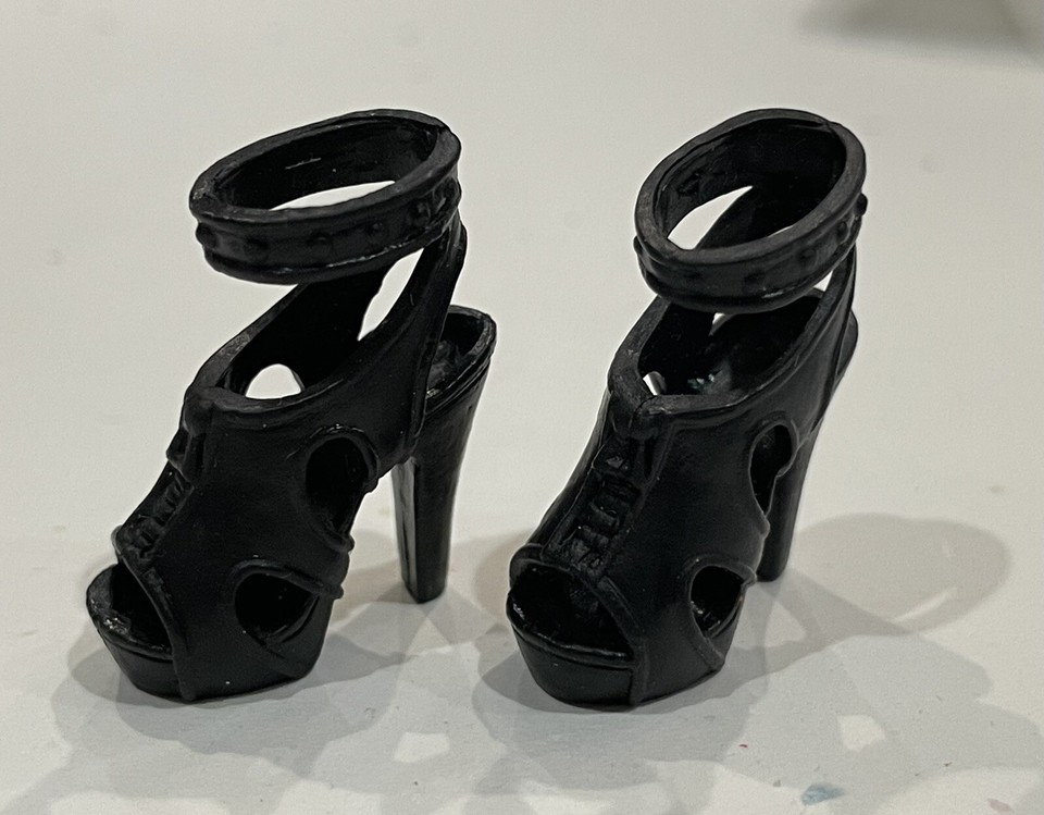 Barbie Black Strap Spike High Heel Doll Fashion Fever Shoes Sandals ...