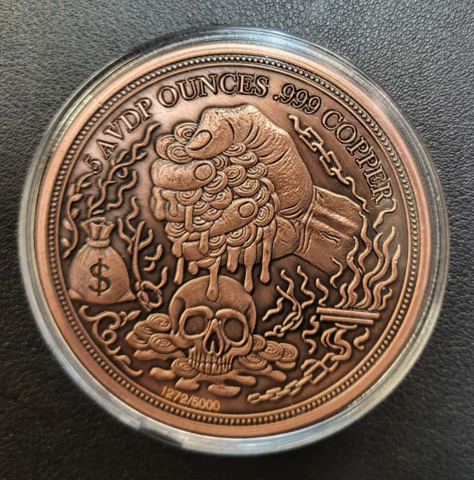 1-5 oz Copper Round "GREED" in capsule | eBay