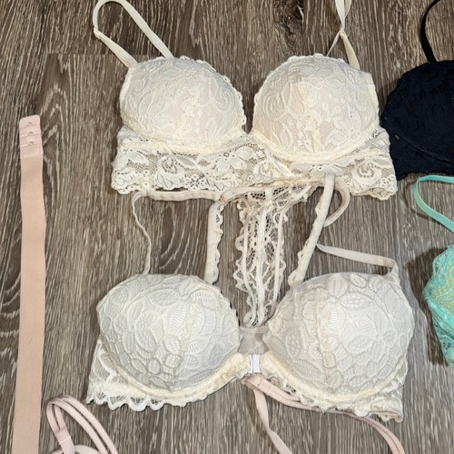 8x Lot 32C Victoria's Secret Pink Lace Racerback Date Plunge Underwire ...