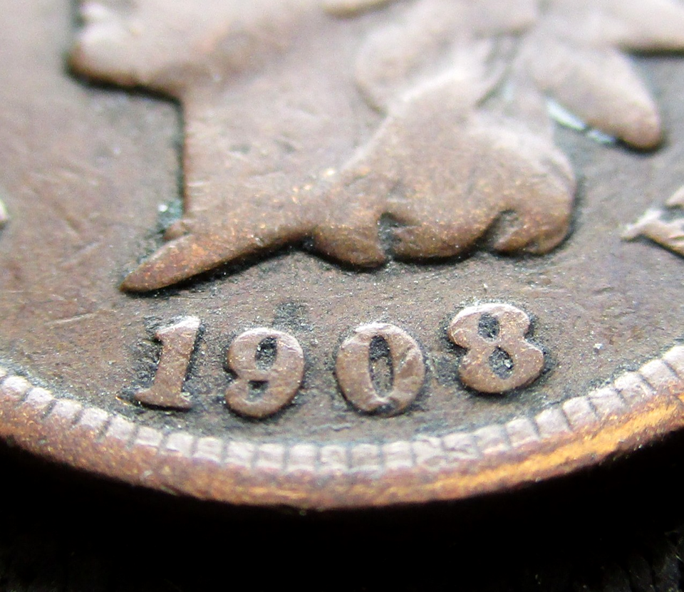 OLD COIN UNITED STATES OF AMERICA 1 CENT 1908 INDIAN HEAD PENNY W ...