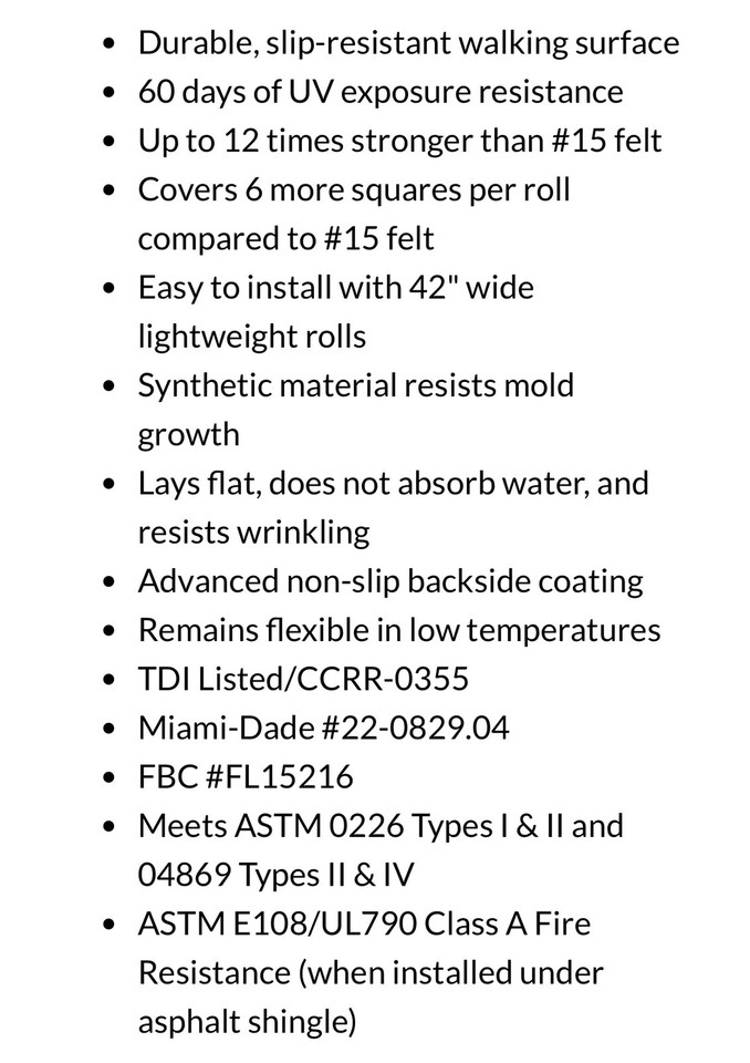 Top shield TS20 Synthetic Roofing Underlayment 42” X 286’ 10 Squares New | eBay