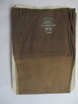 1PR VINTAGE PENNY'S DARK SEAMED FULL FASH FLAT KNIT NYLON STOCKINGS 9 1 ...