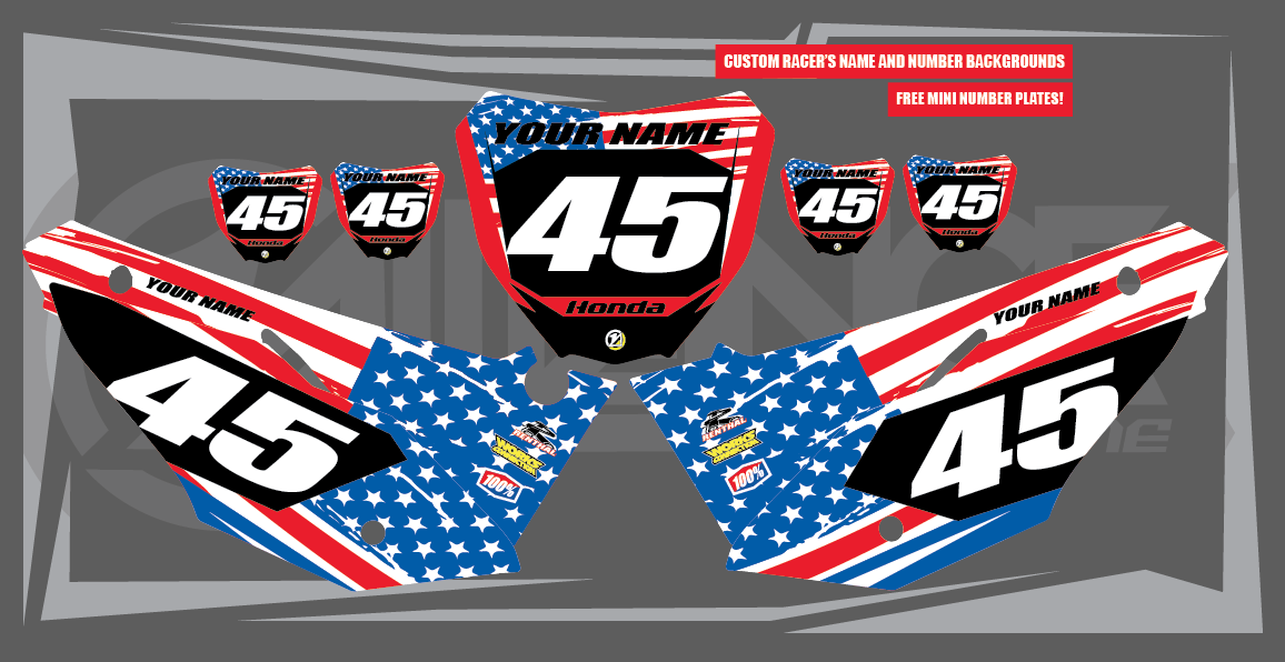 Honda Polisport restyle kit CR125 CR250 2002-2007 USA SERIES FLAG ...