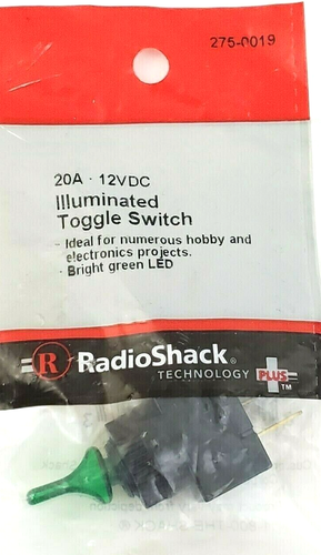 Radio Shack 275-0019 SPST Illuminated Toggle Switch 20A 12VDC Green ...