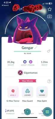 Pokémon G0 --- Gengar Gigantamax leve 40 + 3 moves | eBay