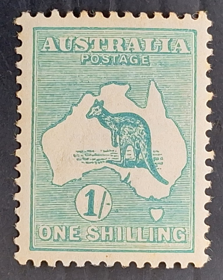 1929 Australia 1/- Blue Green Kangaroo stamp SMWMK Mint Cat 125.00 ...