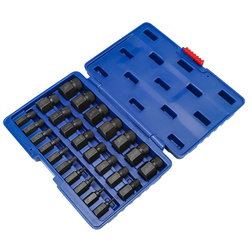 25-Piece Easy Out Screws Bolt Extractor Socket Set Hex Head Rounded ...