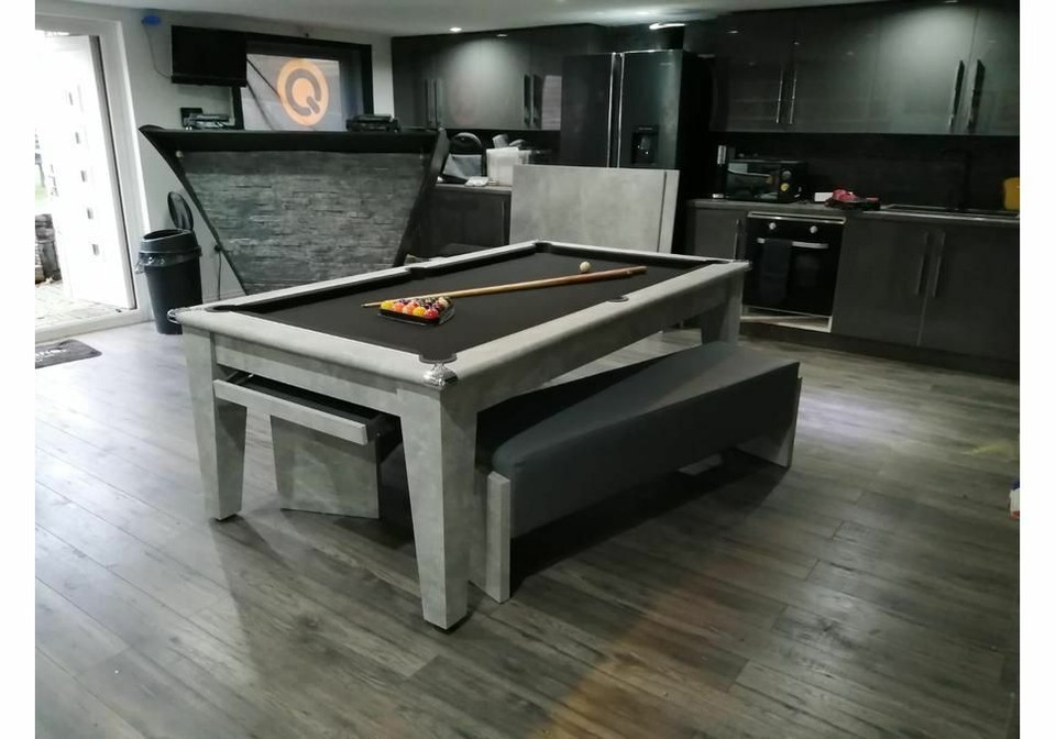 New 7ft Italian Grey Cheltenham Diner Slate Pool Dining Table ...