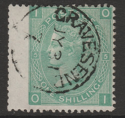 GB QV 1867 1 green plate 5 pl5 OI wmk spray sg117 spec J105 used ...