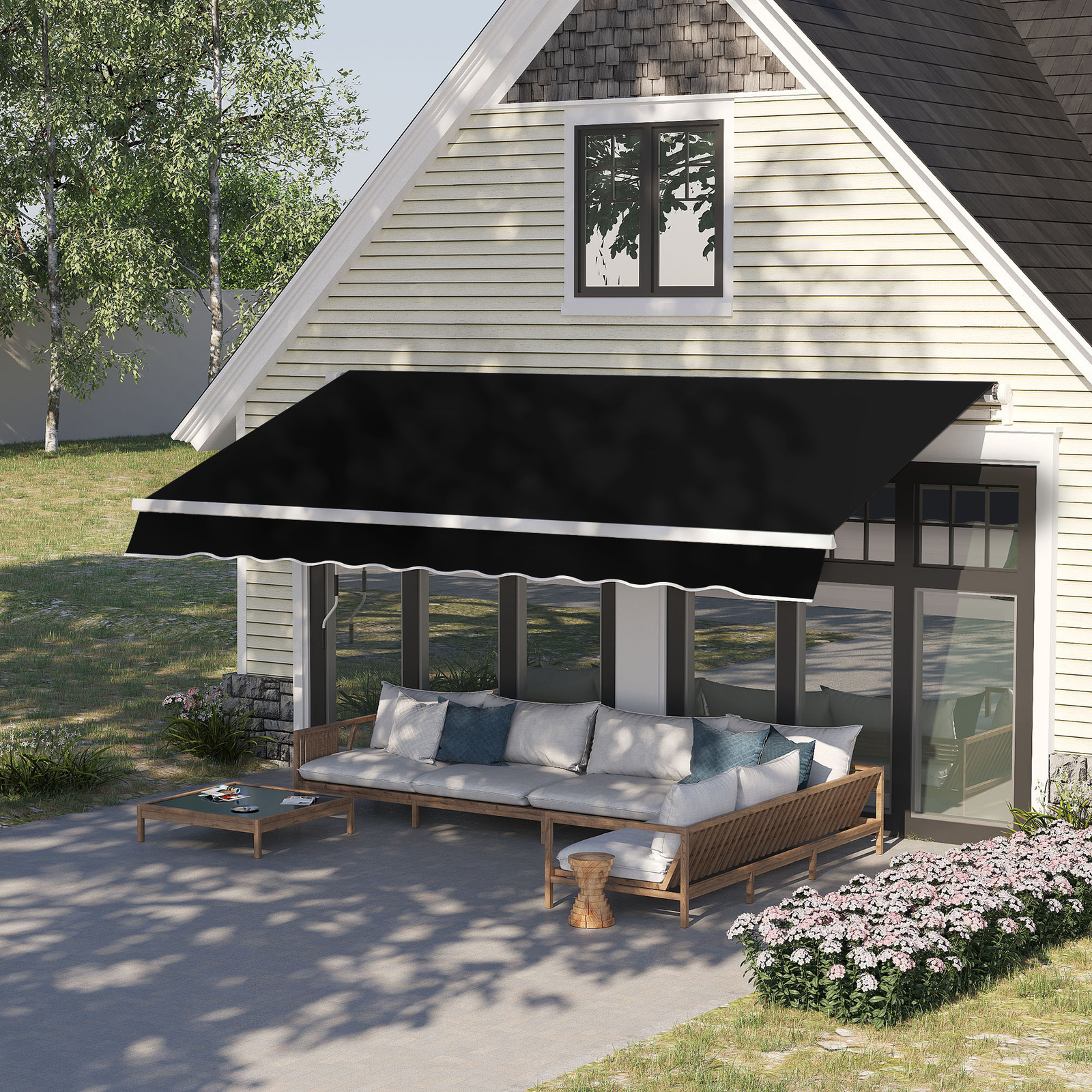 8x7 ft Outside Retractable Canopy Patio Awning Sun Shade Outdoor Deck ...